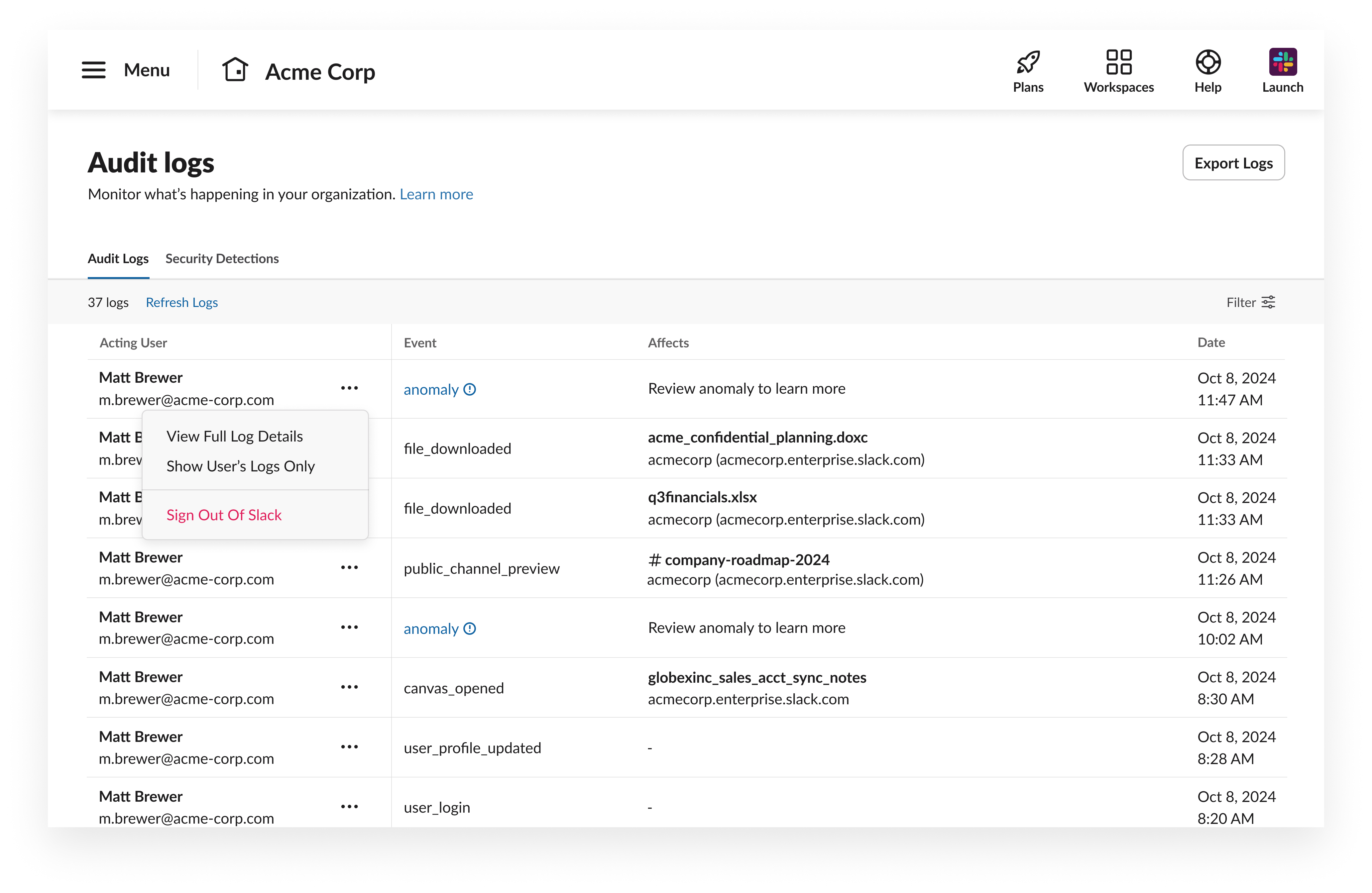 Slack Audit Logs and Anomalies | Engineering at Slack